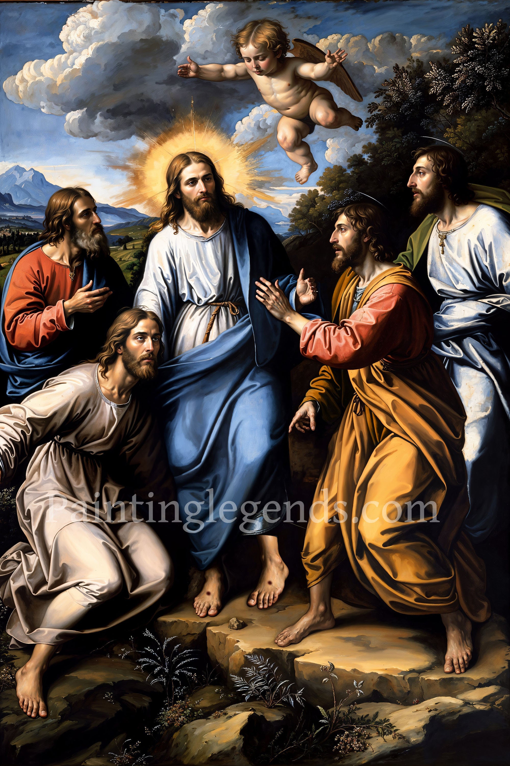 Transfiguration of Jesus Majestic Christian Art , Italian Renaissance ...