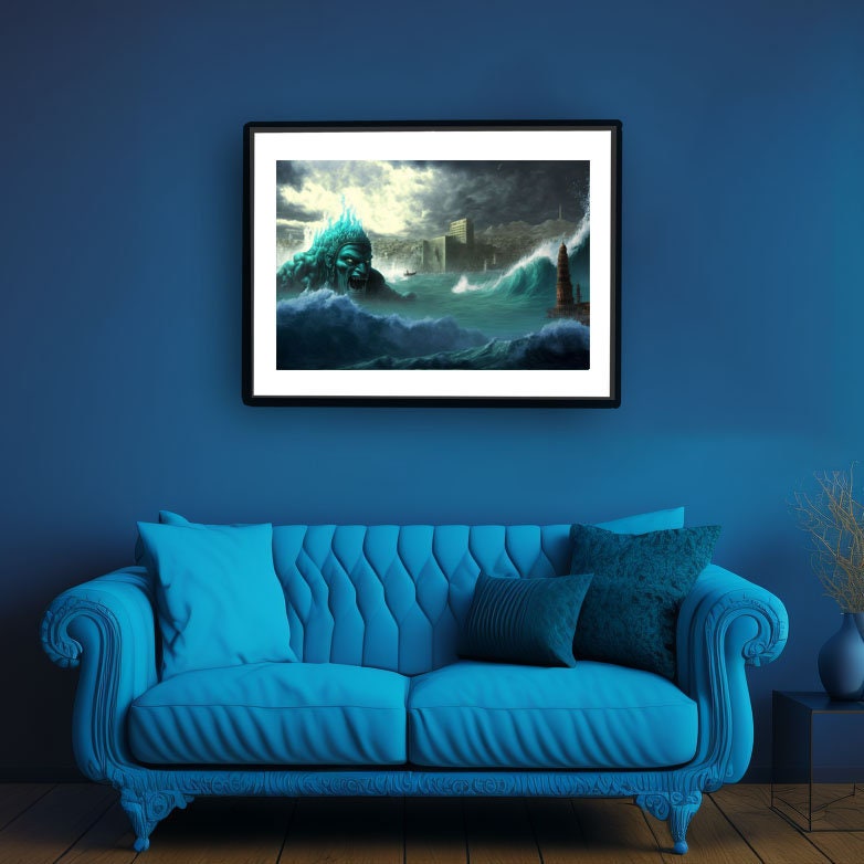 Atlantis & Monster Digital Painting, Printable Wall Art, Digital ...