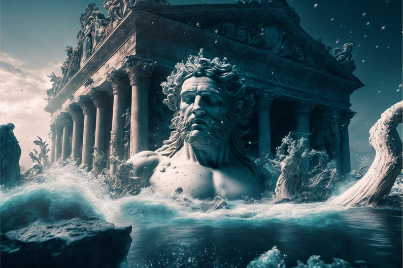Atlantis & Poseidon (neptune) Digital Painting, Printable Wall Art ...