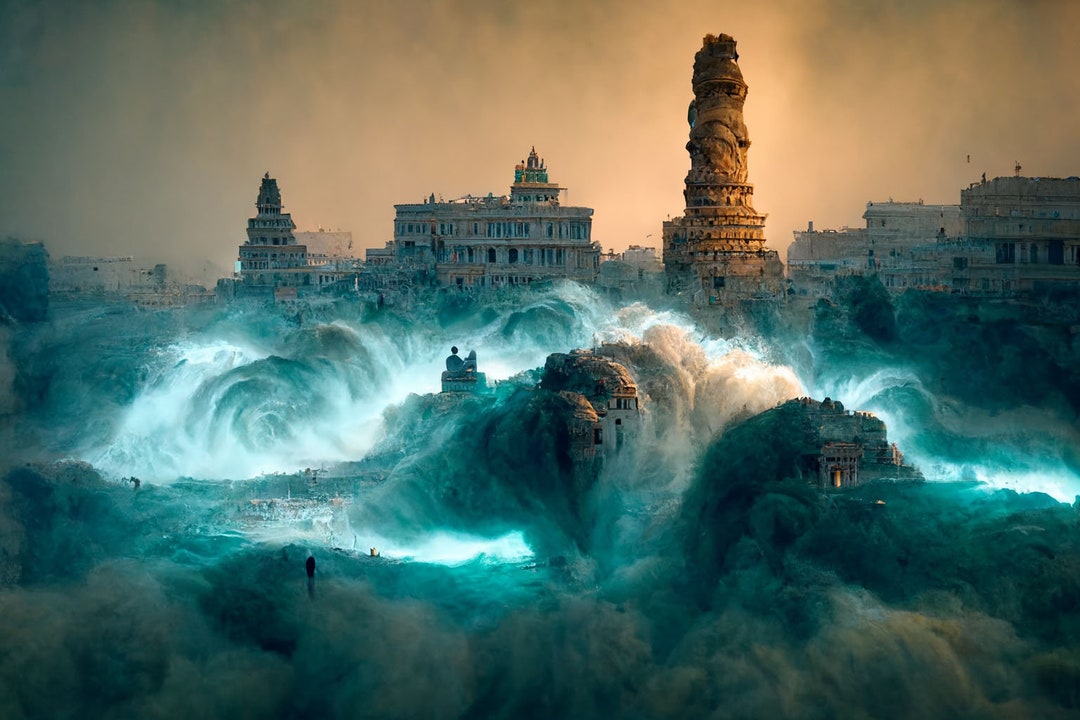 Mythology Artwork Fall of Atlantis Digital Painting Legend - Etsy