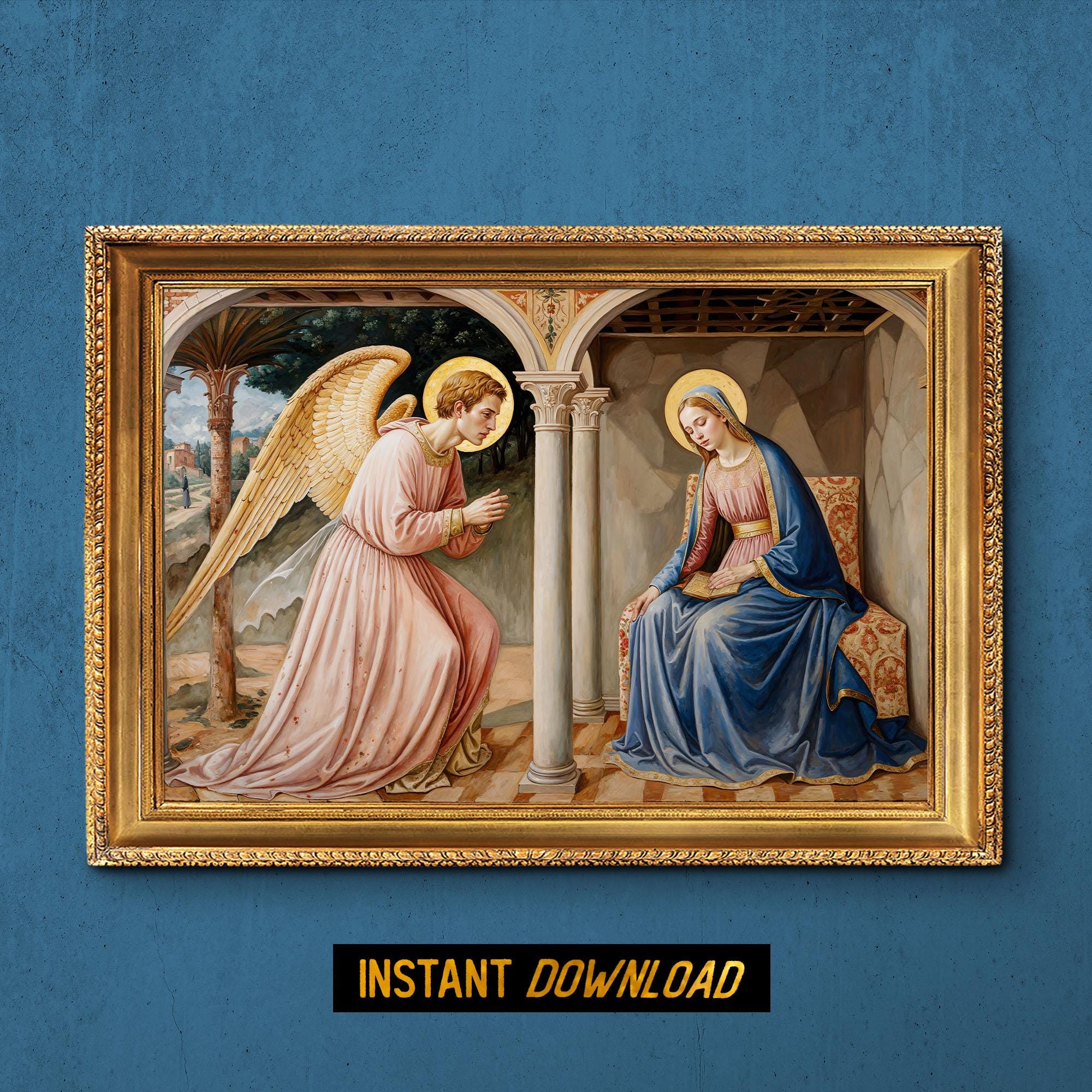 The Annunciation Painting Art - Angel Gabriel & Virgin Mary Fra ...