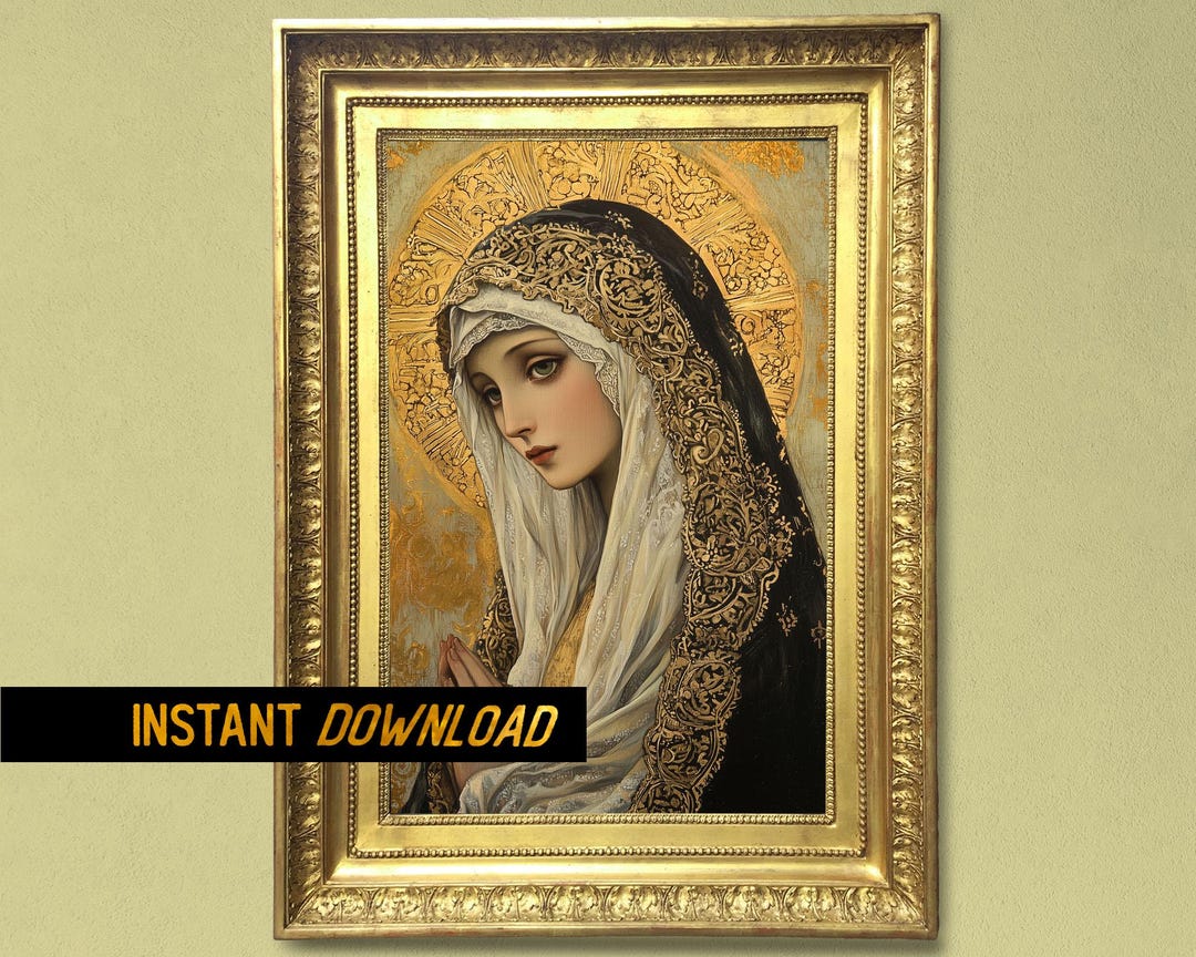 Virgin Mary in Prayer Portrait - Printable Orthodox Icon of Virgin Mary ...