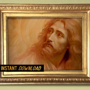 Peaceful Jesus Portrait horizontal Religious Art Print Inspiring ...