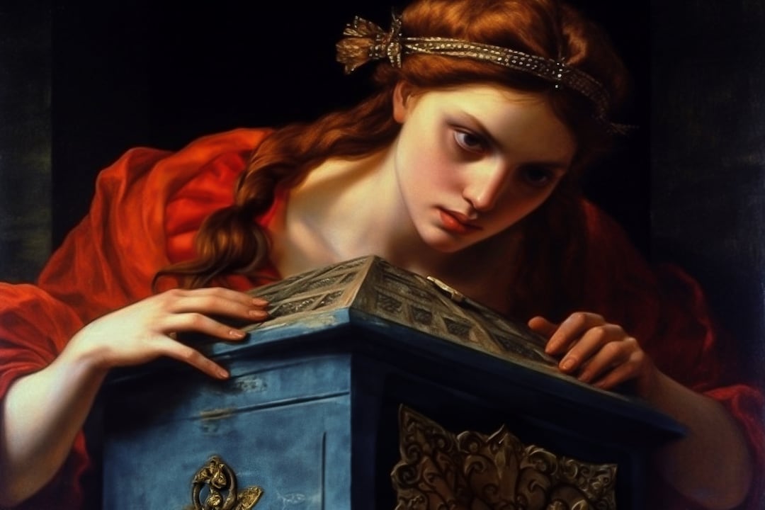 Cuadro mitología griega Mito de la caja de Pandora Estilo - Etsy México