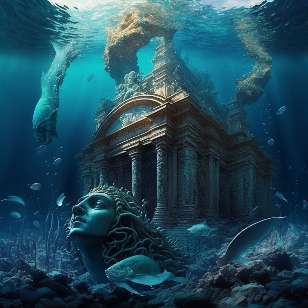 Underwater City Digital Painting, Printable Wall Art, Digital Download ...