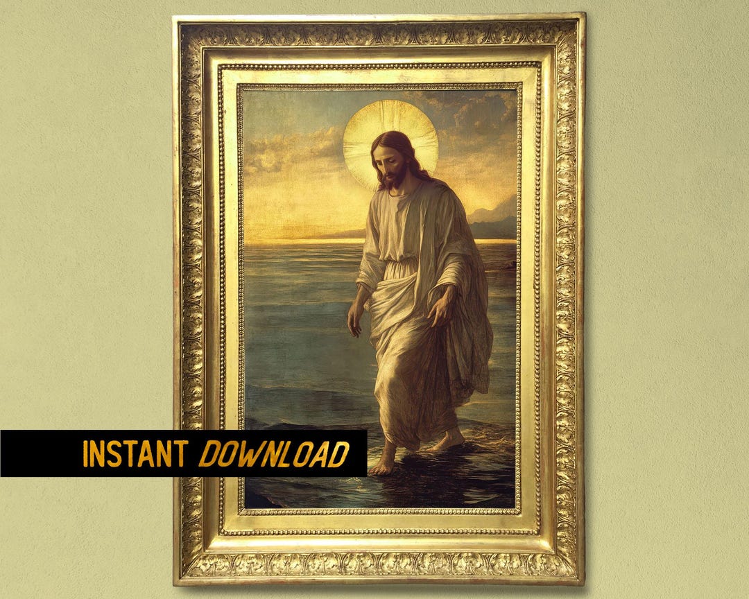 Jesus Walking on Water Renaissance Painting, Baroque Chiaroscuro Art ...