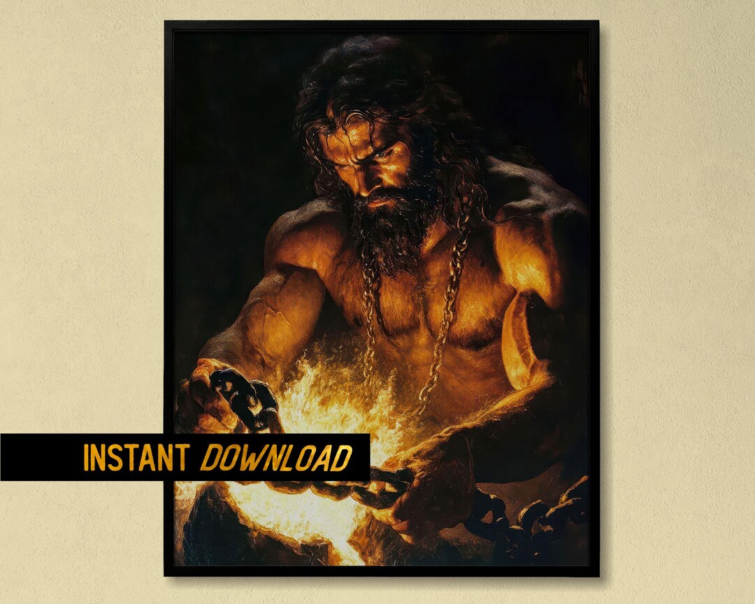 Powerful Hephaestus Wall Art - Greek God of Fire and Blacksmith Mastery ...