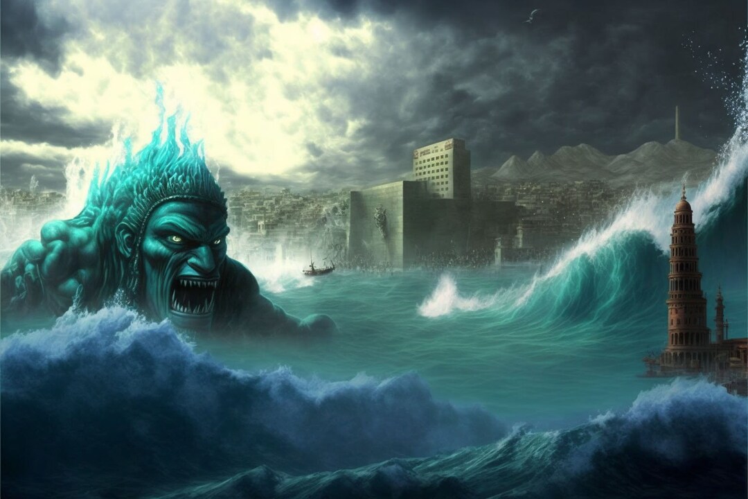 Atlantis & Monster Digital Painting, Printable Wall Art, Digital ...