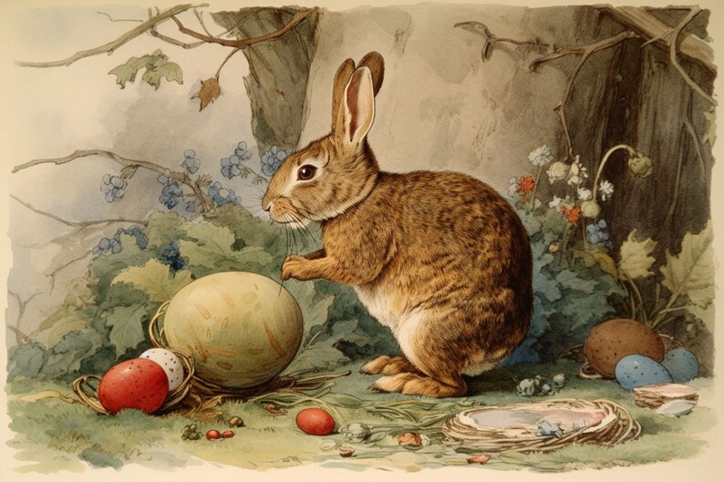 Funny Easter Bunny Illustration (for Children Bedrooms) (08) - Etsy