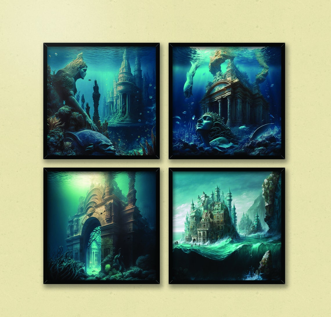 Underwater City Digital Painting, Printable Wall Art, Digital Download ...