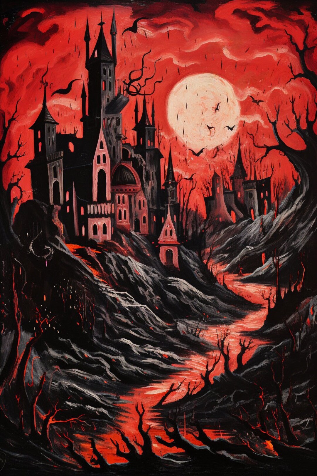 Dracula's Castle: A Dark Surrealism Gothic Castle Art - Etsy