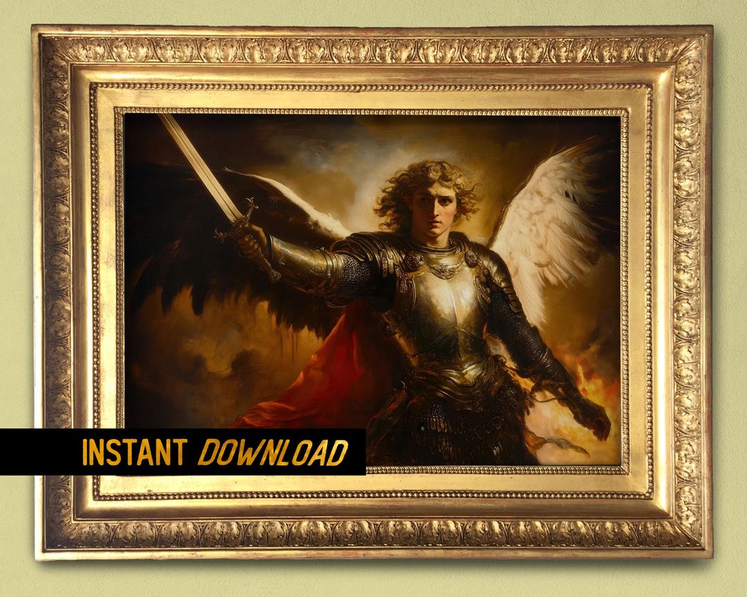 Printable Archangel Michael Baroque Painting, Saint Michael Warrior ...