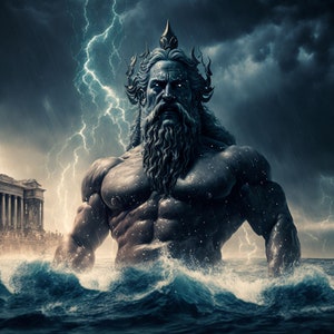 Atlantis & Poseidon (neptune) Digital Painting, Printable Wall Art ...