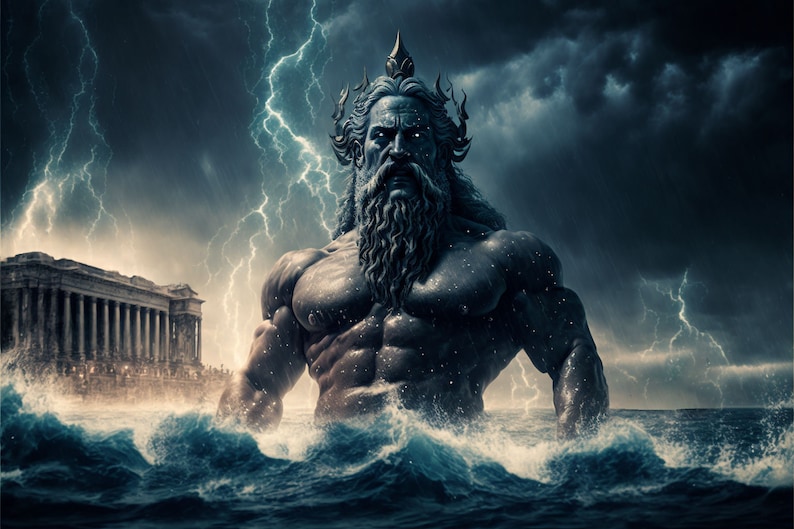 Atlantis & Poseidon (neptune) Digital Painting, Printable Wall Art ...