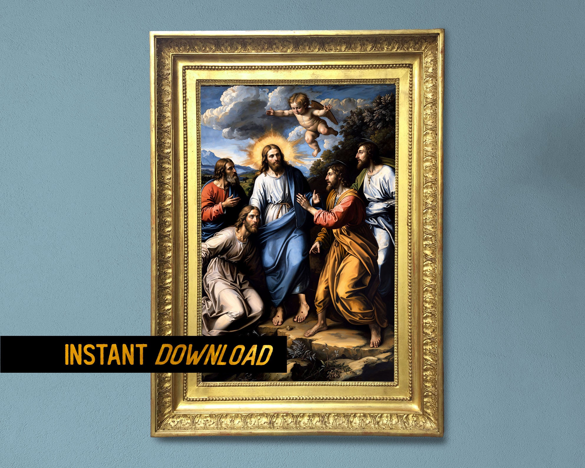 Transfiguration of Jesus Majestic Christian Art , Italian Renaissance ...