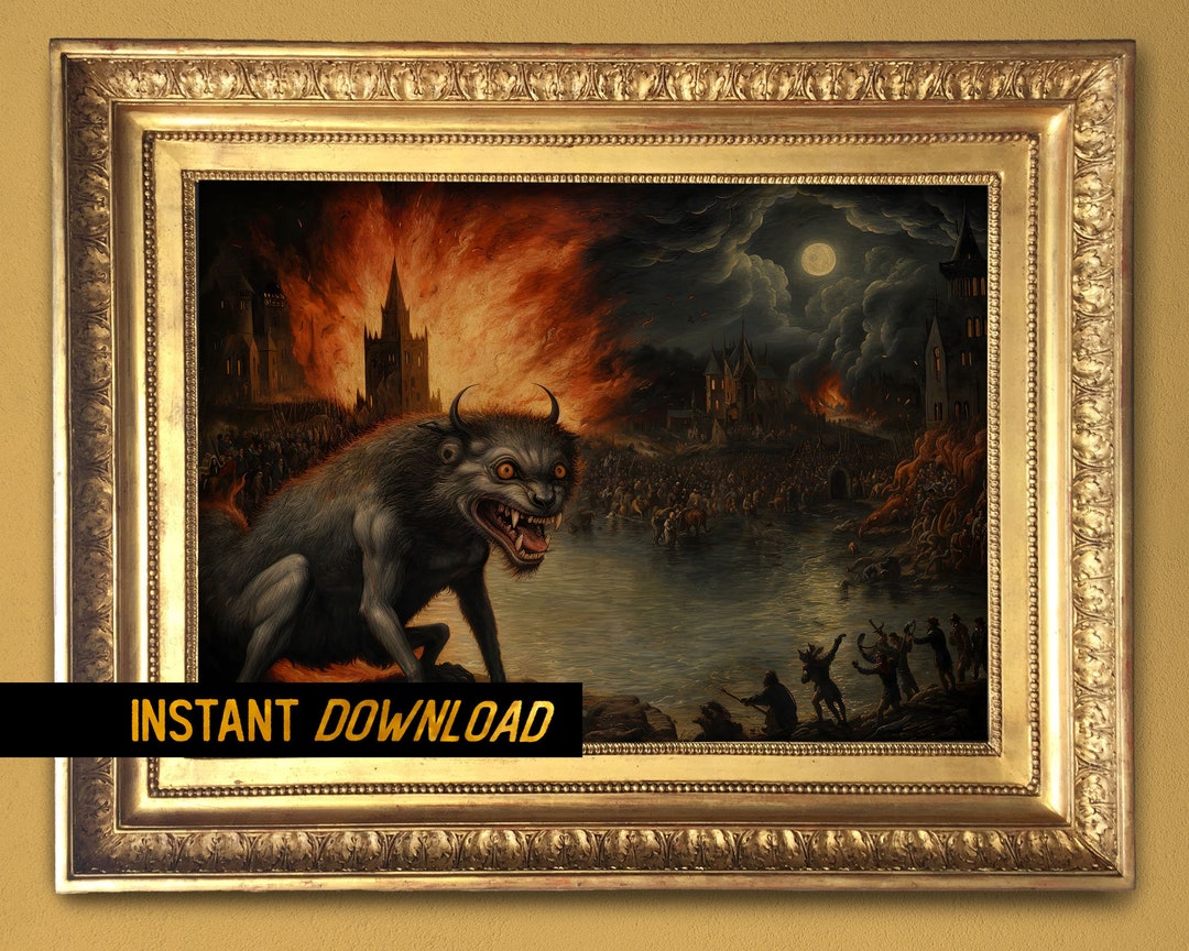 Medieval Decor - Beast of the Apocalypse Art - Legendary Creature Dark ...