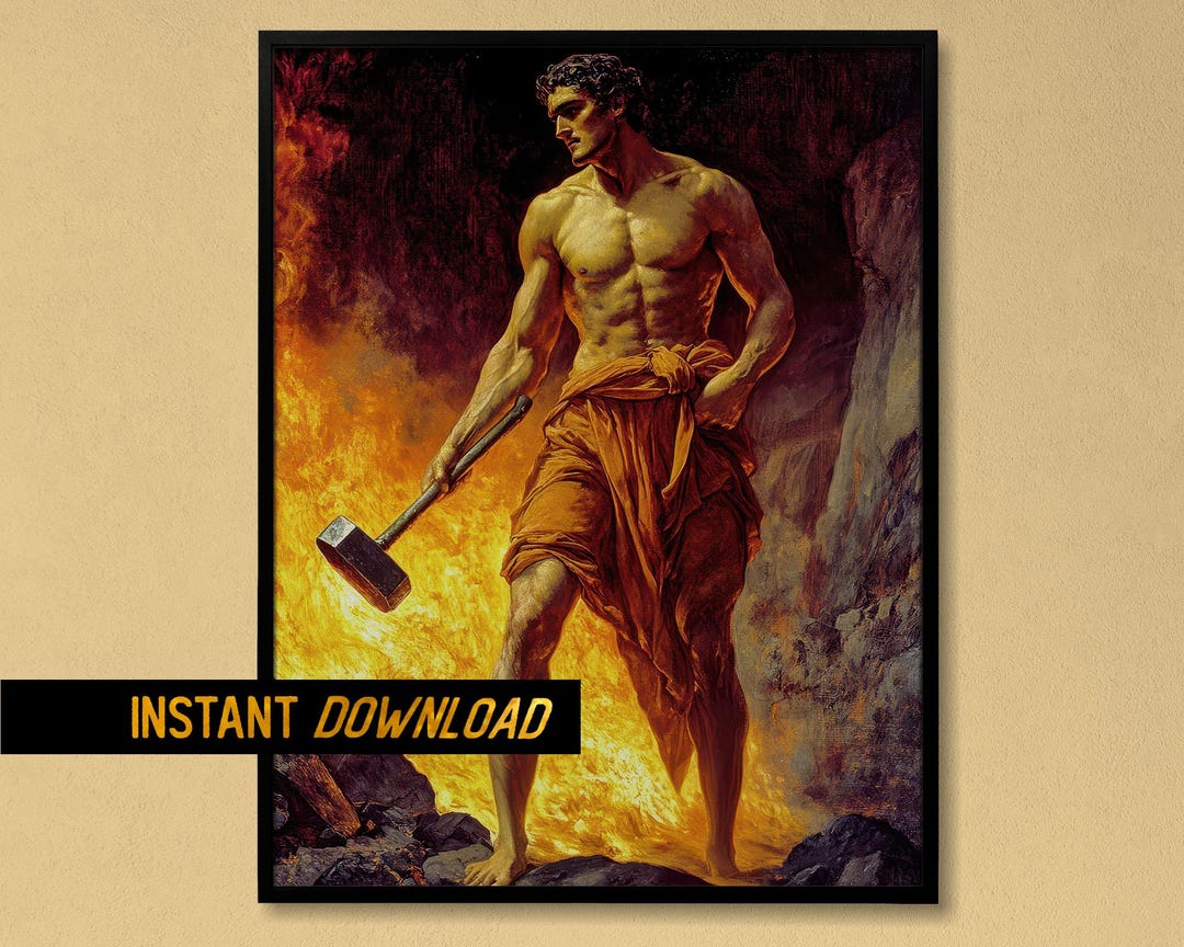 Vulcan God of Fire Mythological Art - Hephaestus Art - Wall Art for ...