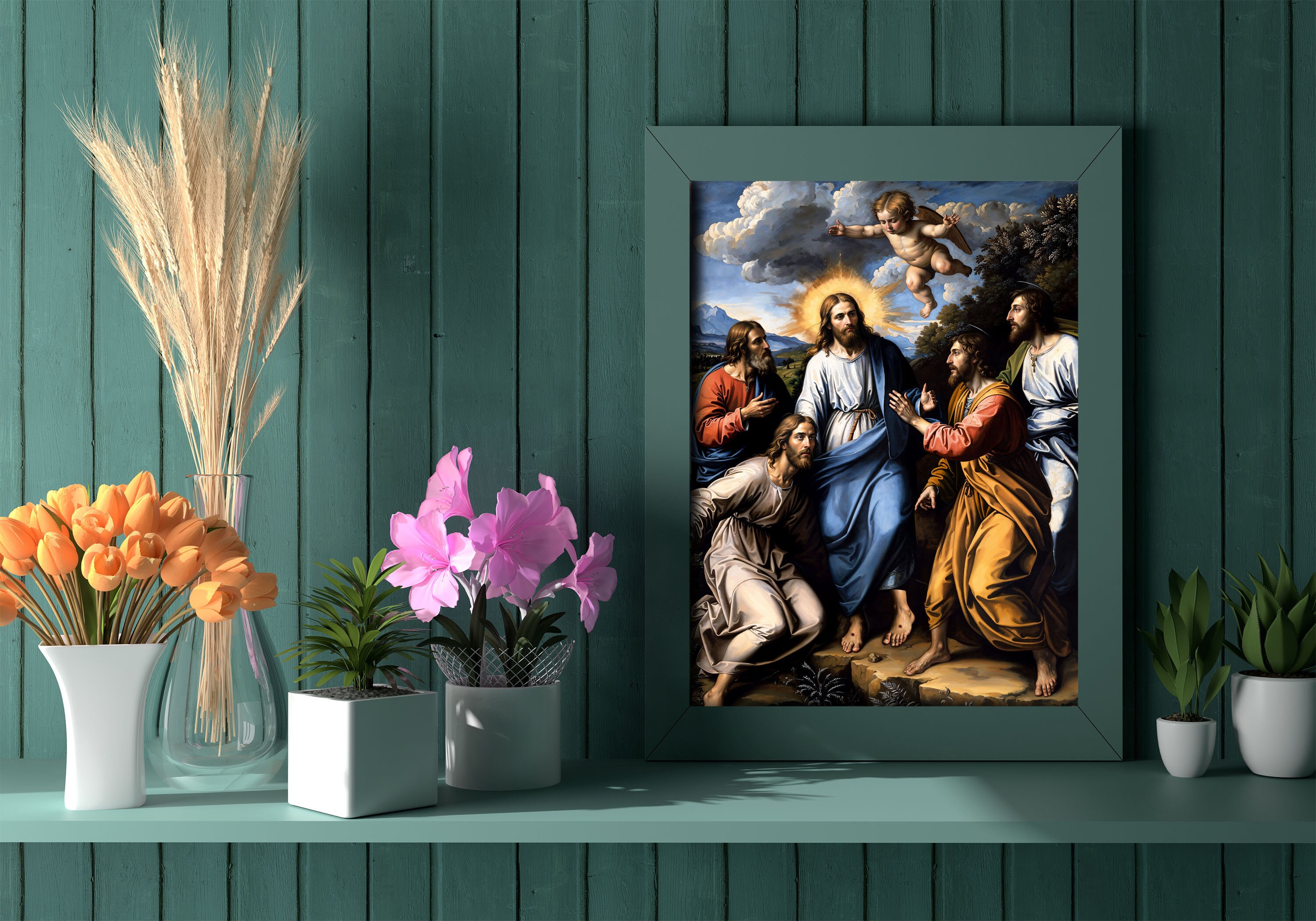 Transfiguration of Jesus Majestic Christian Art , Italian Renaissance ...