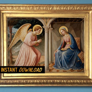 The Annunciation Painting Art - Angel Gabriel & Virgin Mary Fra ...