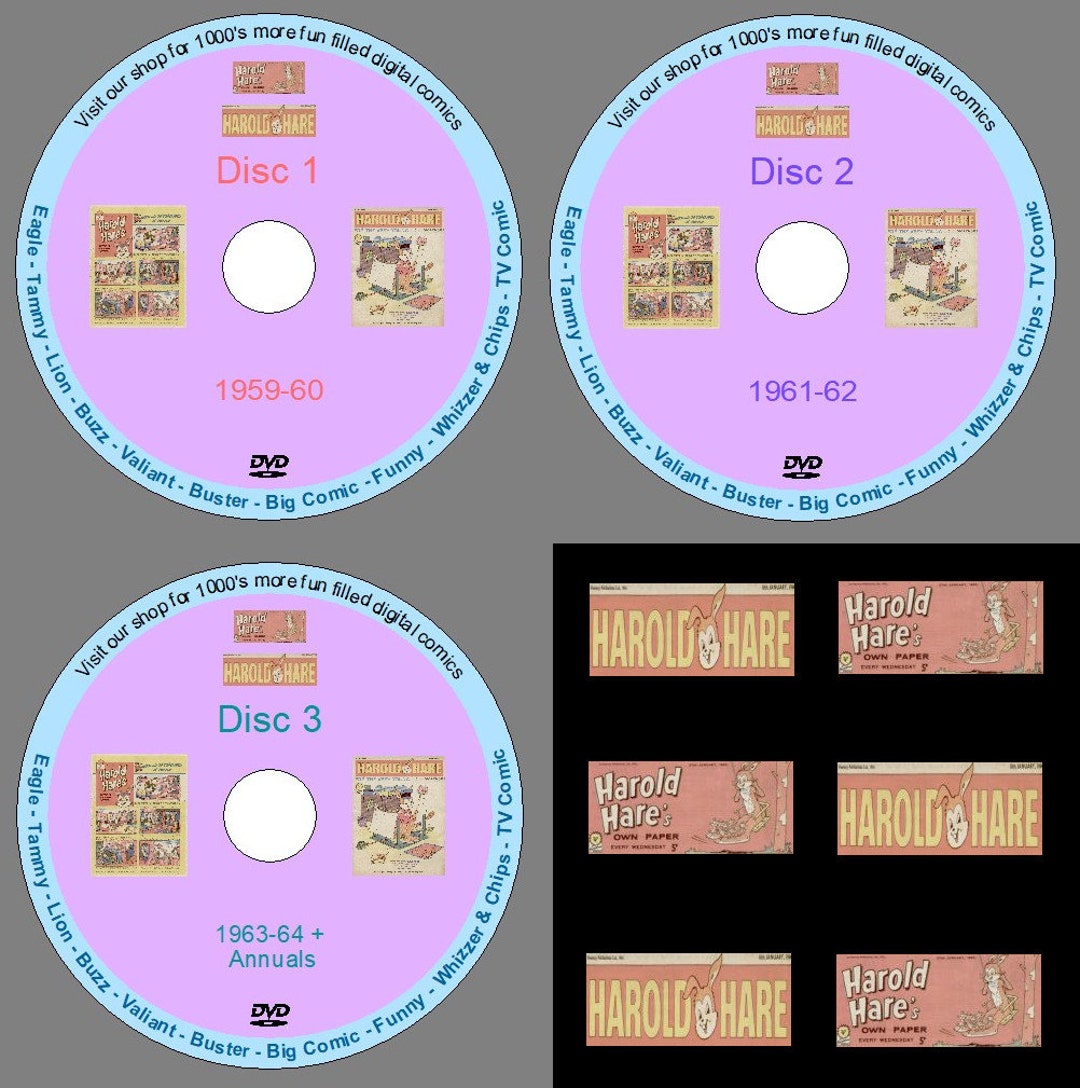 Harold Hare Comic FULLY COMPLETE 1959-1964 on 3 Dvds. UK Classic Comics - Etsy