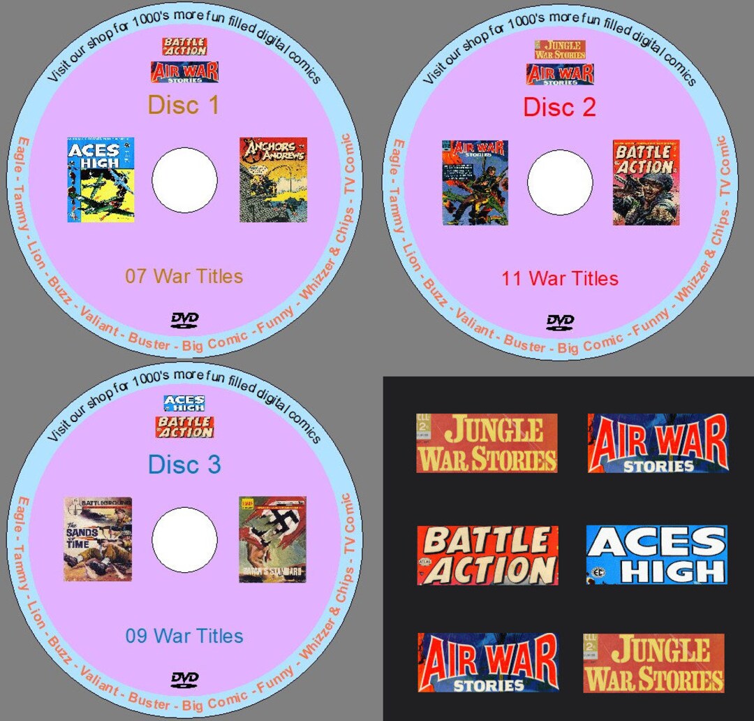 Vintage War Action Comic Set on 3 Dvds 27 Titles. UK Classic Comics - Etsy