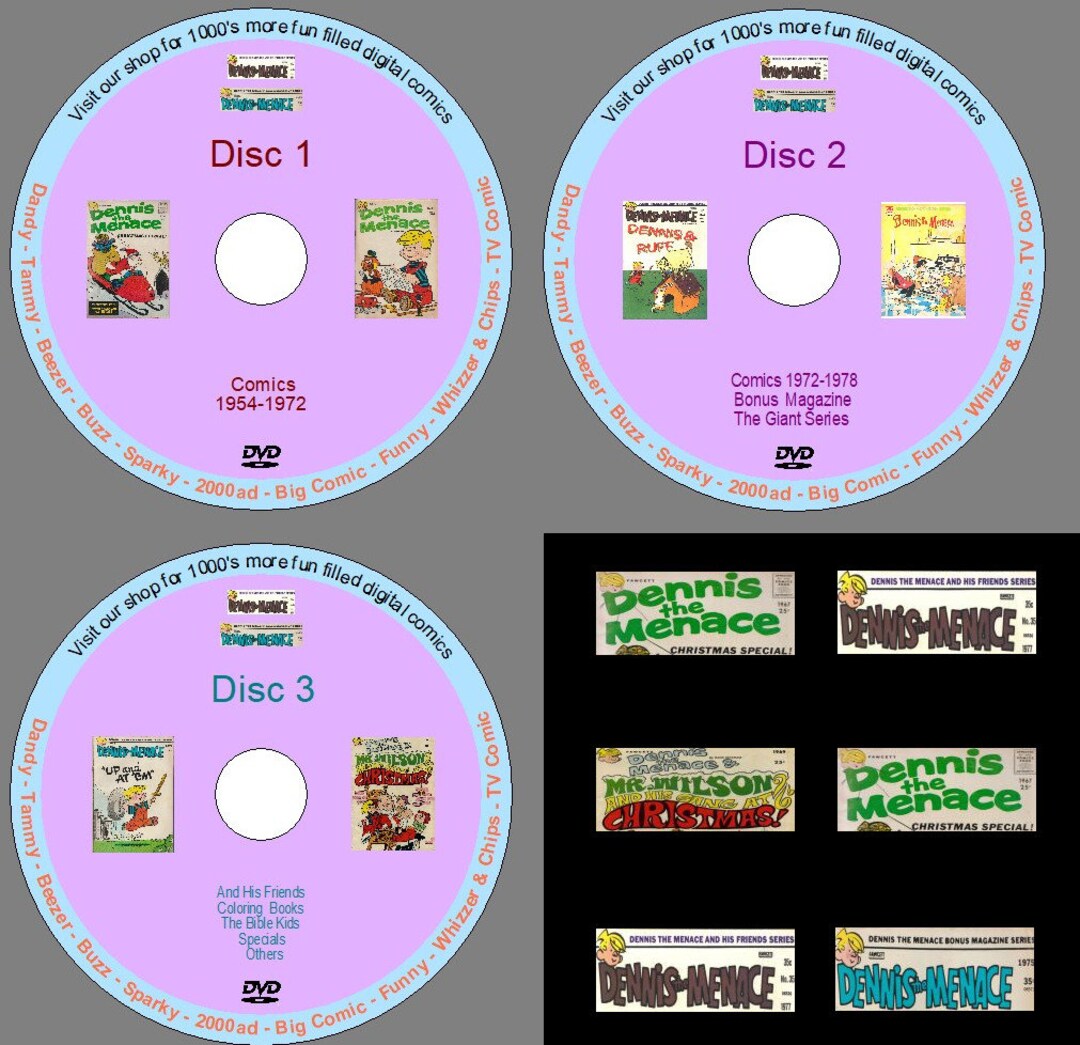 Dennis the Menace Comic Set fawcett on 3 Dvds. UK Classic - Etsy