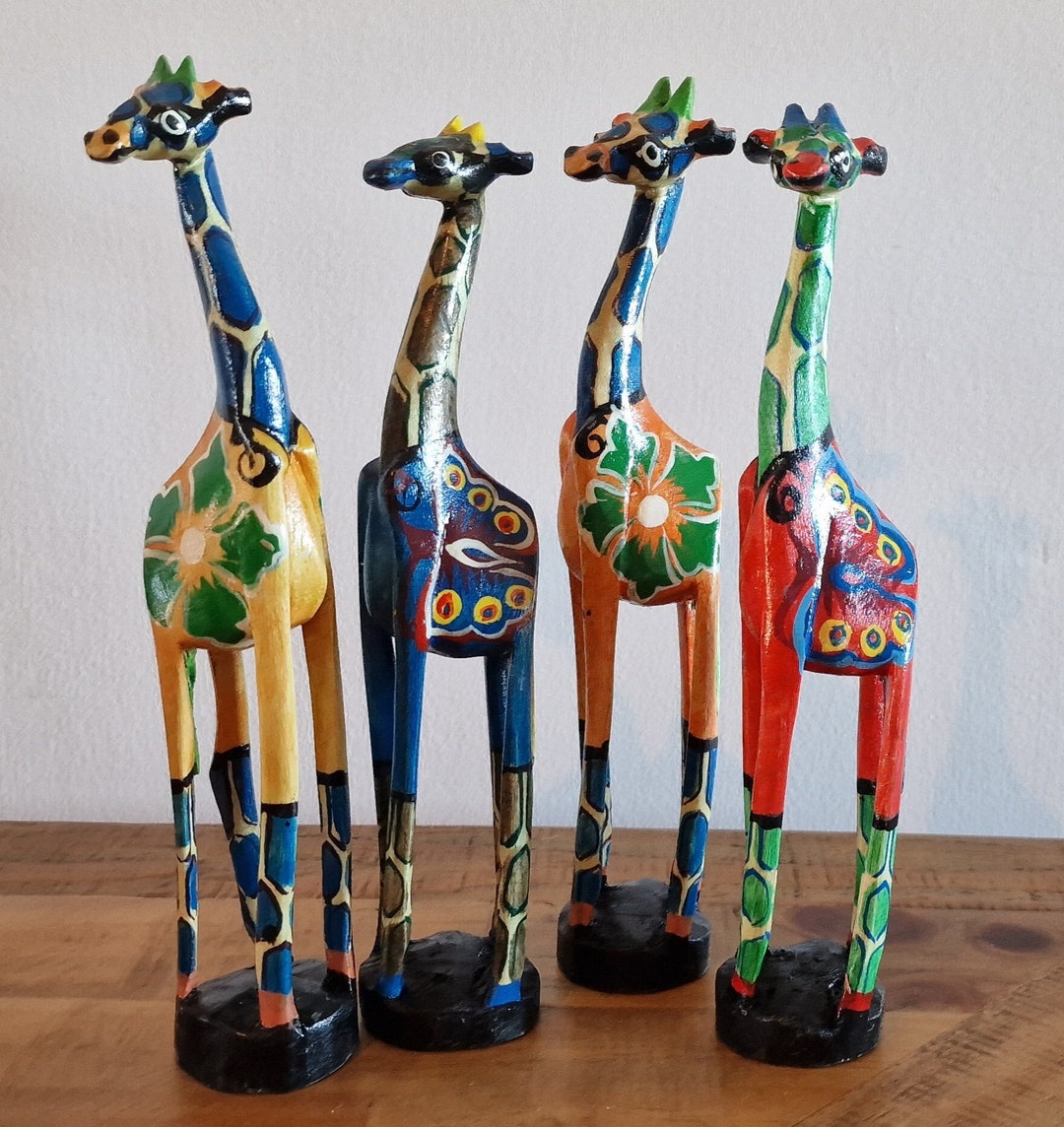 Wooden Hand Painted Giraffe - 25cm Tall - Etsy