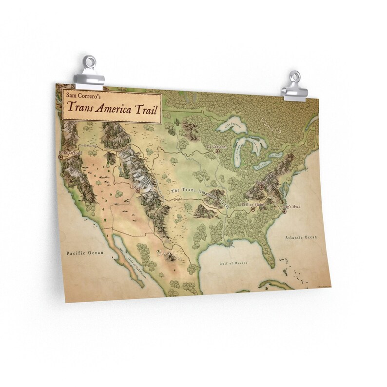Trans America Trail Fantasy Map - Etsy
