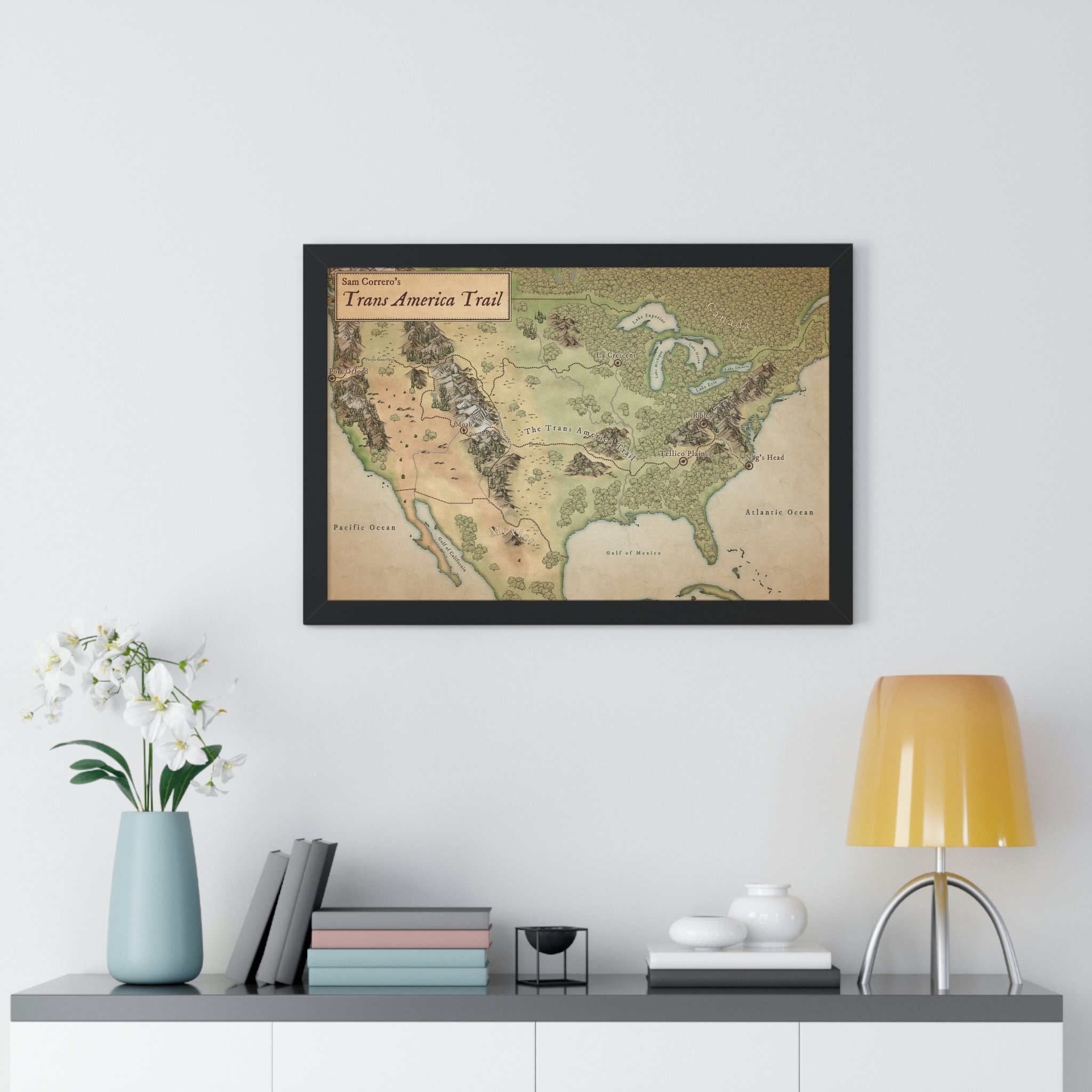 Trans America Trail Fantasy Map framed - Etsy