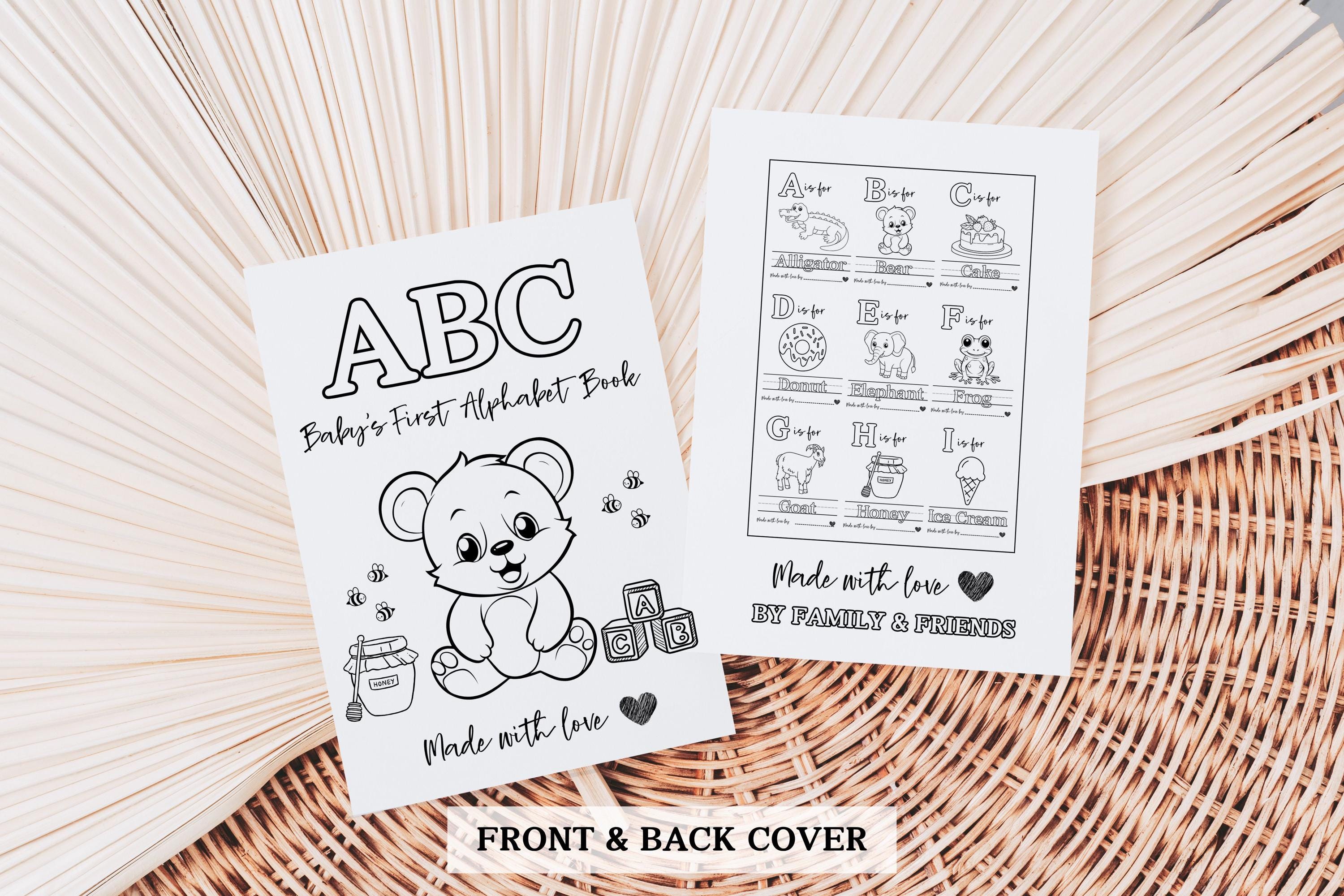 ABC Baby Shower Coloring Book, Baby's First ABC Book, Baby Shower ...