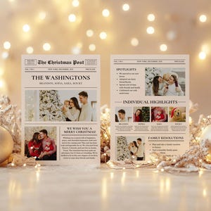 Editable Christmas Newsletter Template, Year in Review Christmas Card ...