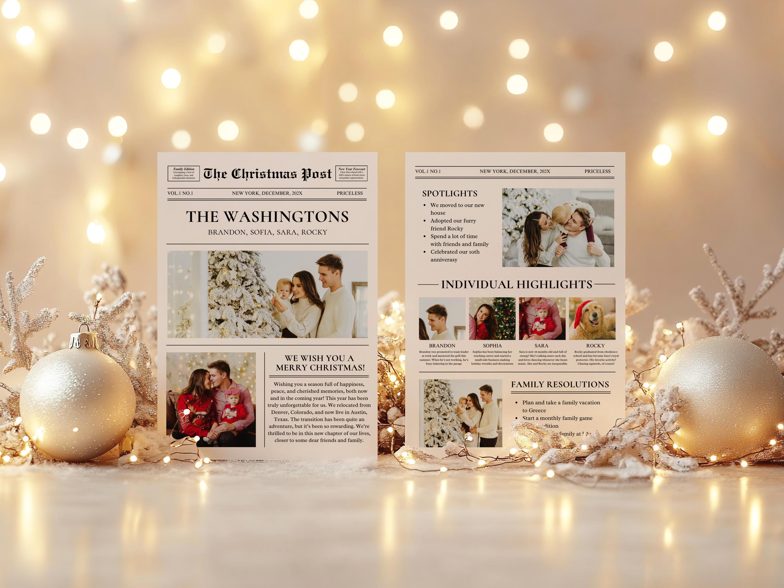 Editable Christmas Newsletter Template, Year in Review Christmas Card ...