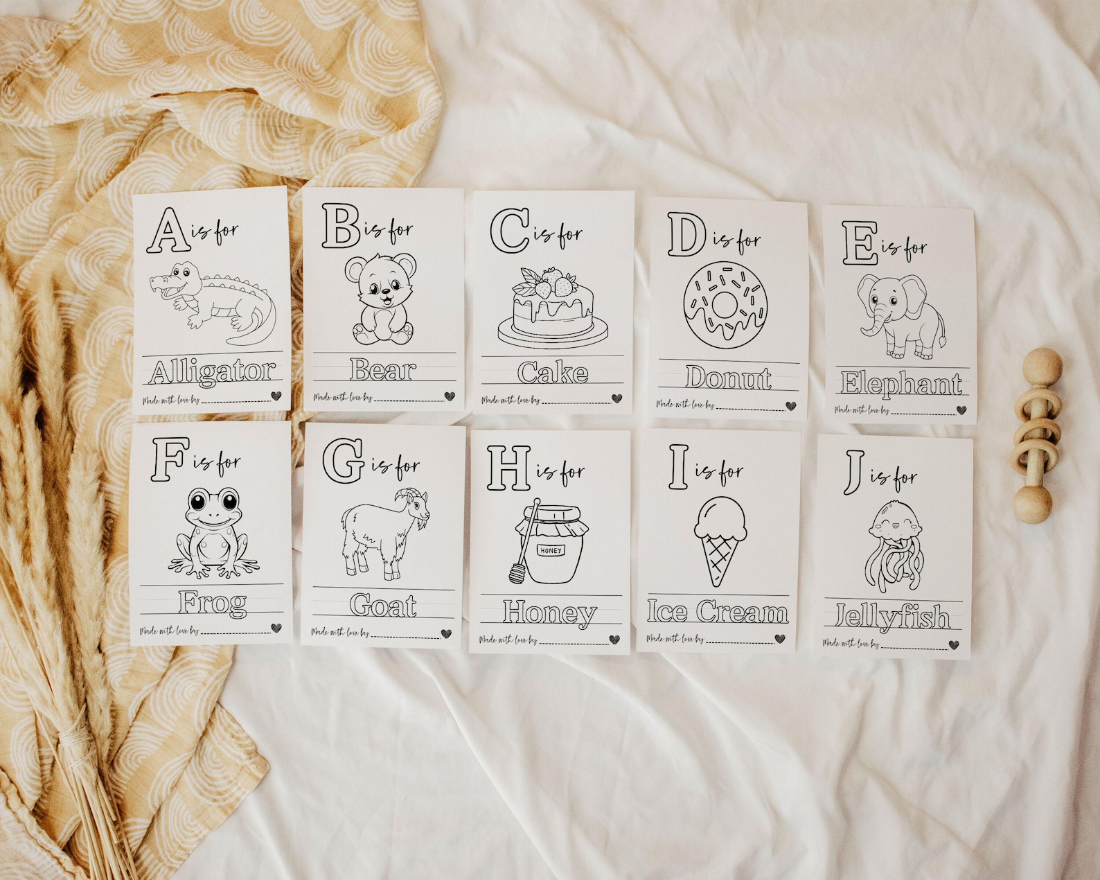 ABC Baby Shower Coloring Book, Baby's First ABC Book, Baby Shower ...