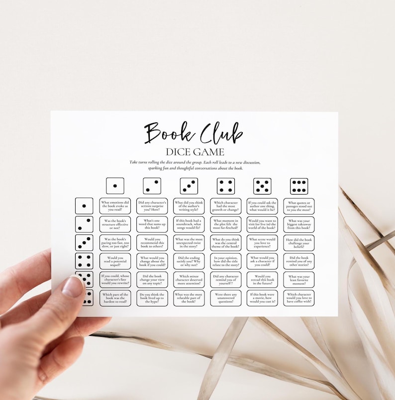 Book Club Dice Game, Printable Ice Breaker Questions, Reading Group ...