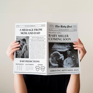New Baby Announcement Newspaper, Baby on the Way Pregnancy Reveal ...