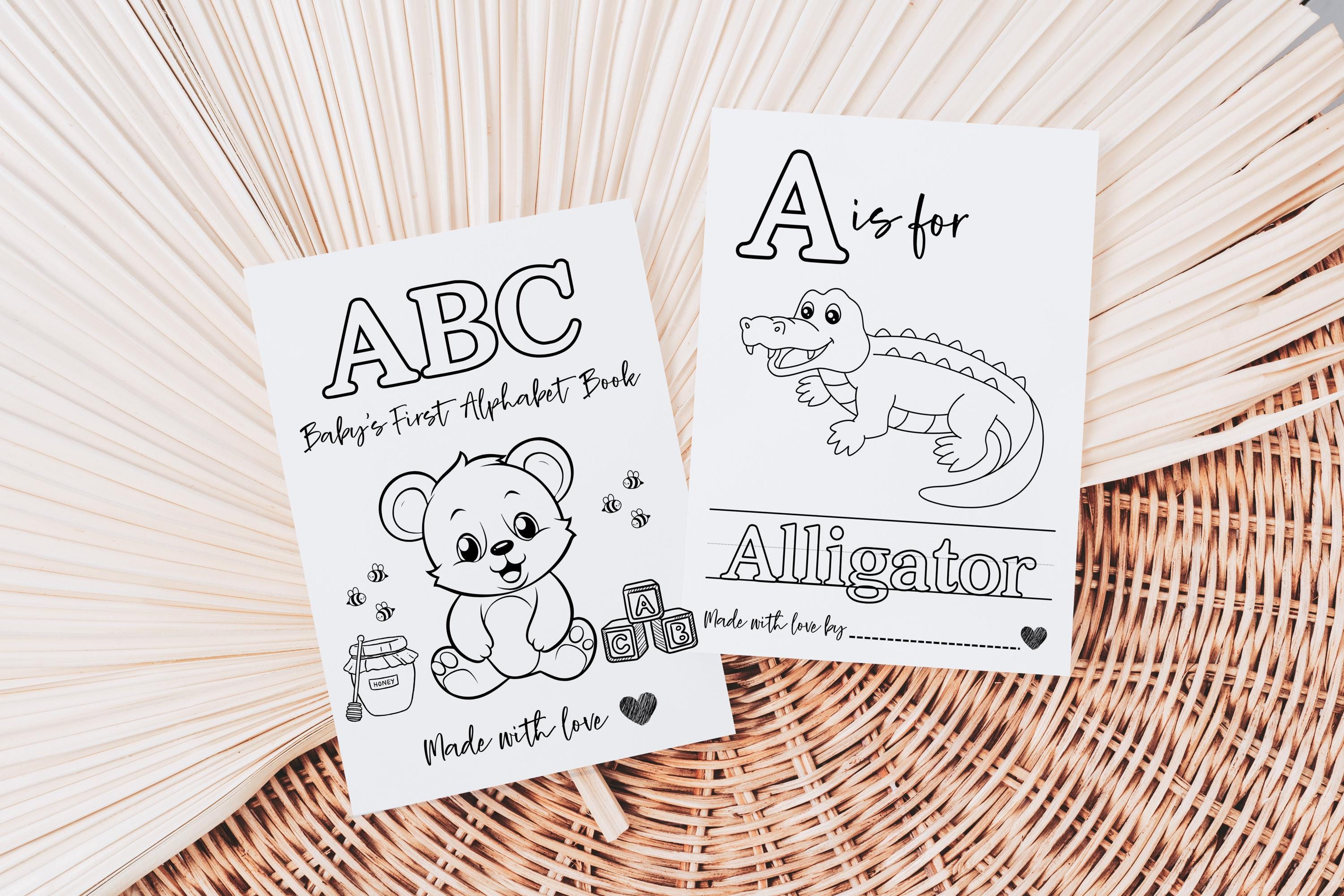 ABC Baby Shower Coloring Book, Baby's First ABC Book, Baby Shower ...