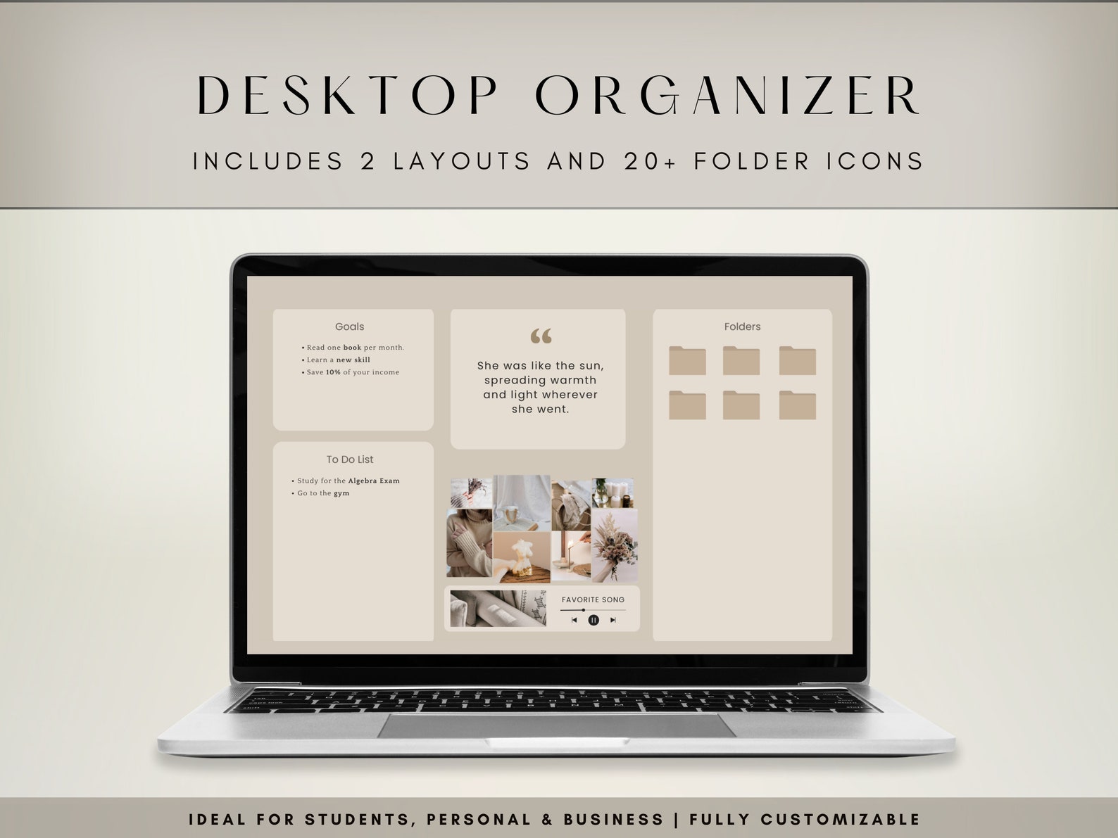 EDITABLE Desktop Wallpaper Organizer, Aesthetic Desktop Wallpaper ...