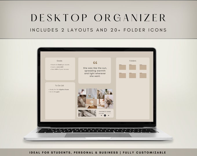 Aesthetic Desktop Wallpaper Organizer + Laptop Plan for College Student ...