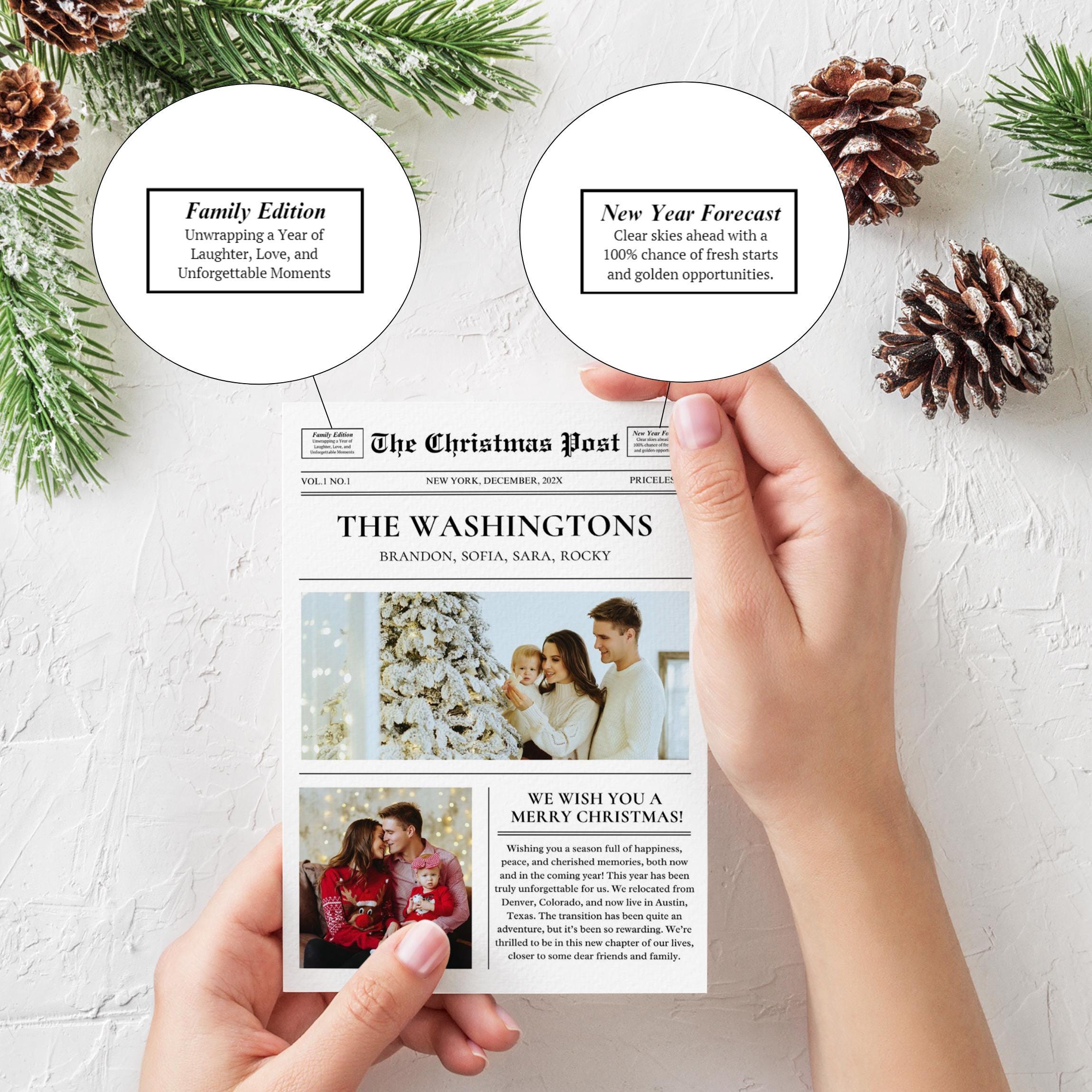 Editable Christmas Newsletter Template, Year in Review Christmas Card ...