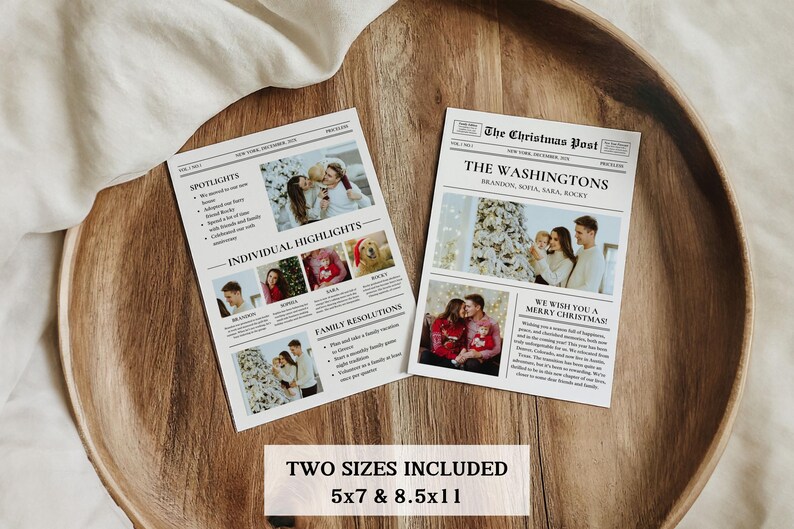 Editable Christmas Newsletter Template, Year in Review Christmas Card ...