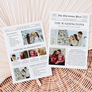 Editable Christmas Newsletter Template, Year in Review Christmas Card ...