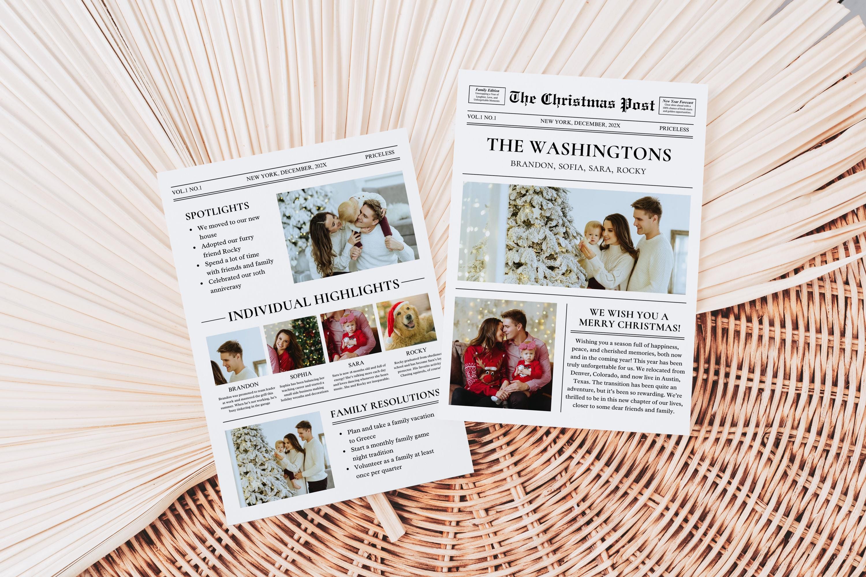 Editable Christmas Newsletter Template, Year in Review Christmas Card ...