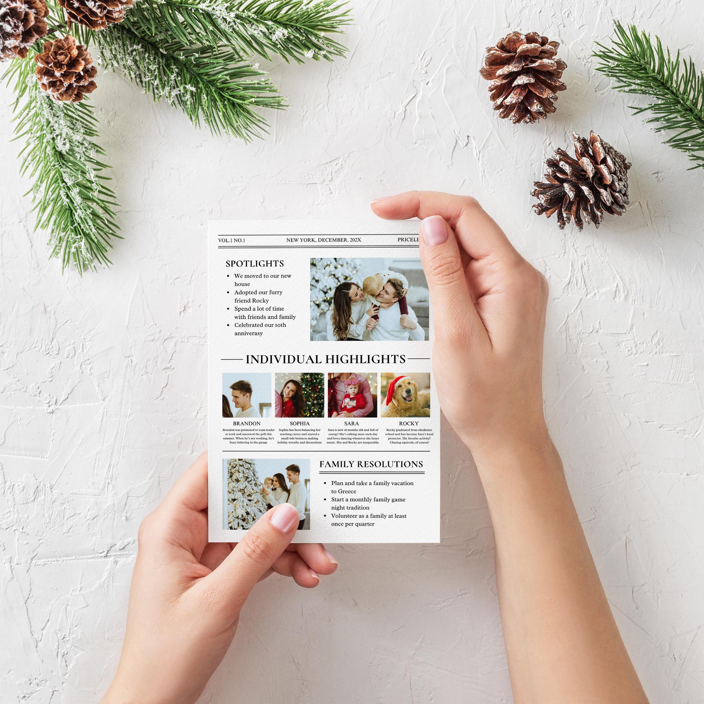 Editable Christmas Newsletter Template, Year in Review Christmas Card ...