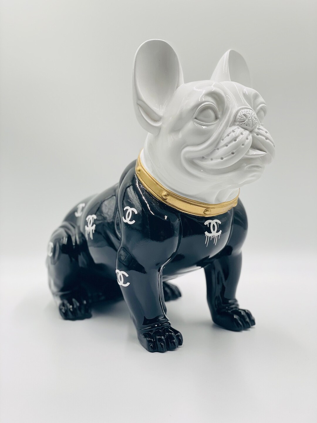 Luxury French Bulldog Statue: Coco Art Pop Sculpture, Gold Collar ...