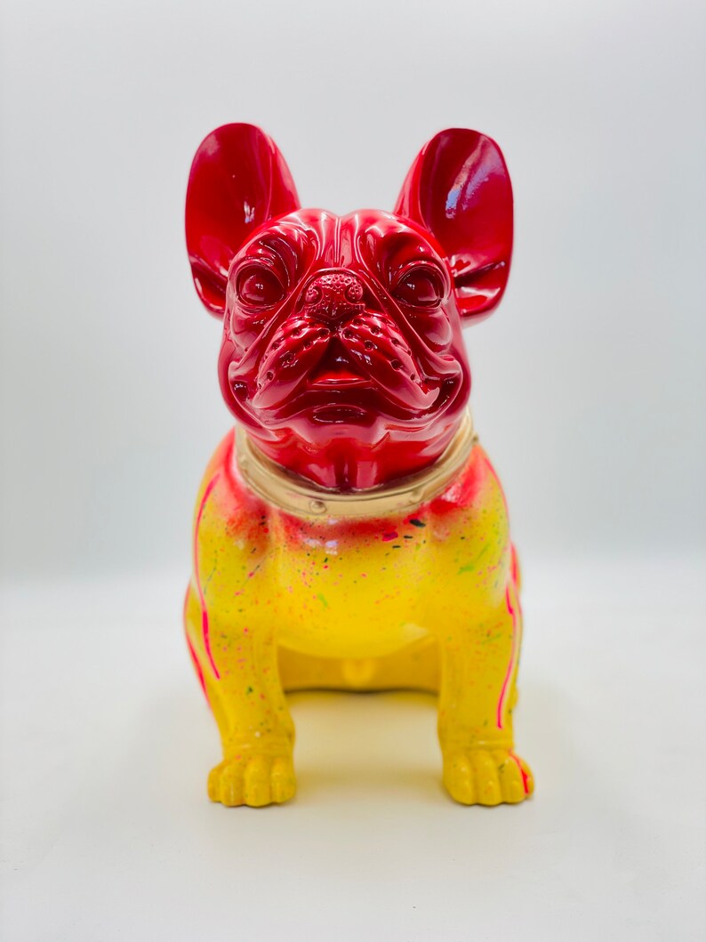 Frida Kahlo Design French Bulldog Statue, Pop Art Dog Figurine, Animal ...