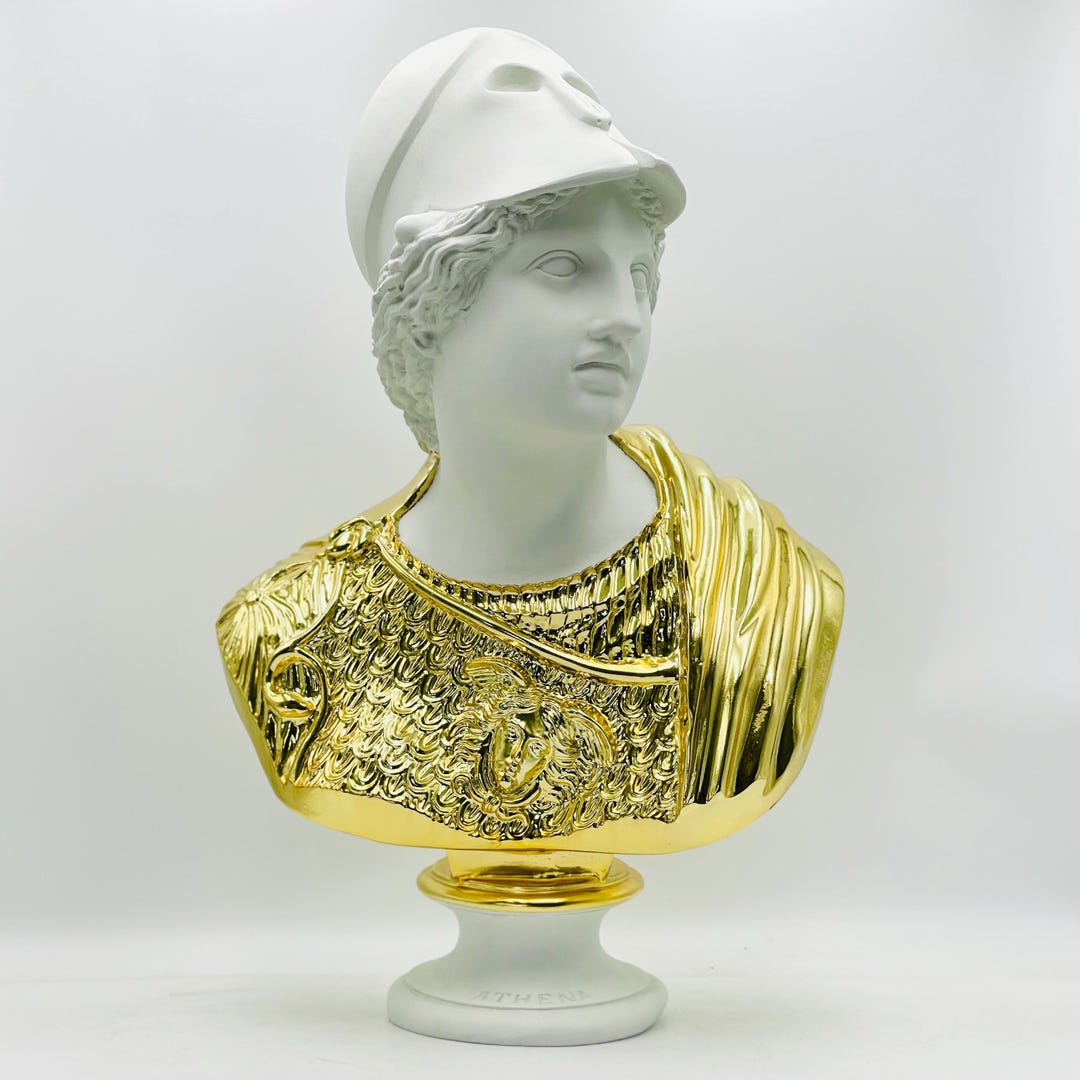 Athena Statue, Chrome Resin Statue Handmade Art Decor, Athena With ...