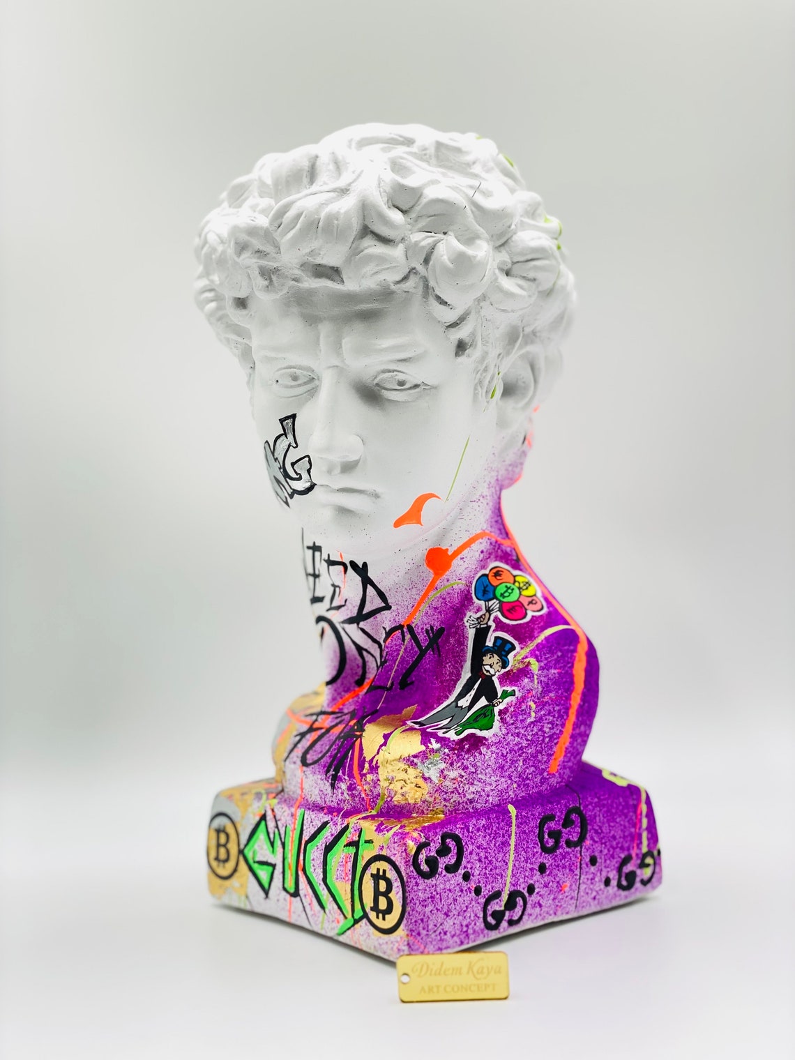 Street Art David Statue King David Pop Art Bust Museum Statue Chrome ...