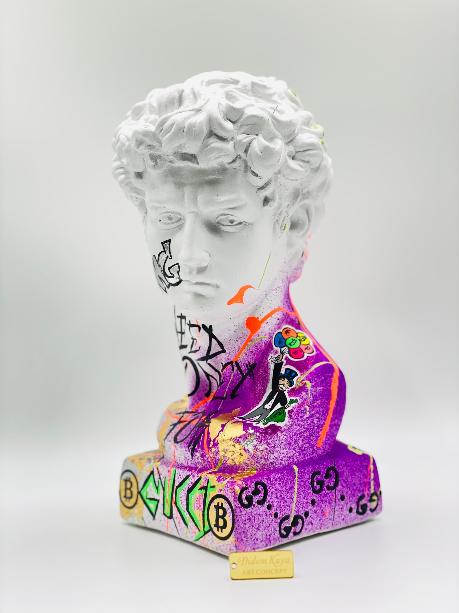 Street Art David Statue King David Pop Art Bust Museum Statue Chrome ...