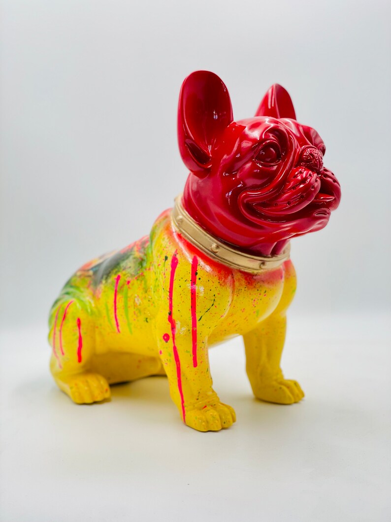 Frida Kahlo Design French Bulldog Statue, Pop Art Dog Figurine, Animal ...