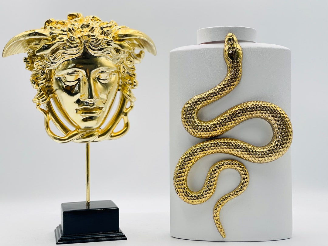 Handmade Snake Vase Statue, Chrome Plated Snake Animal Figurine Pot ...